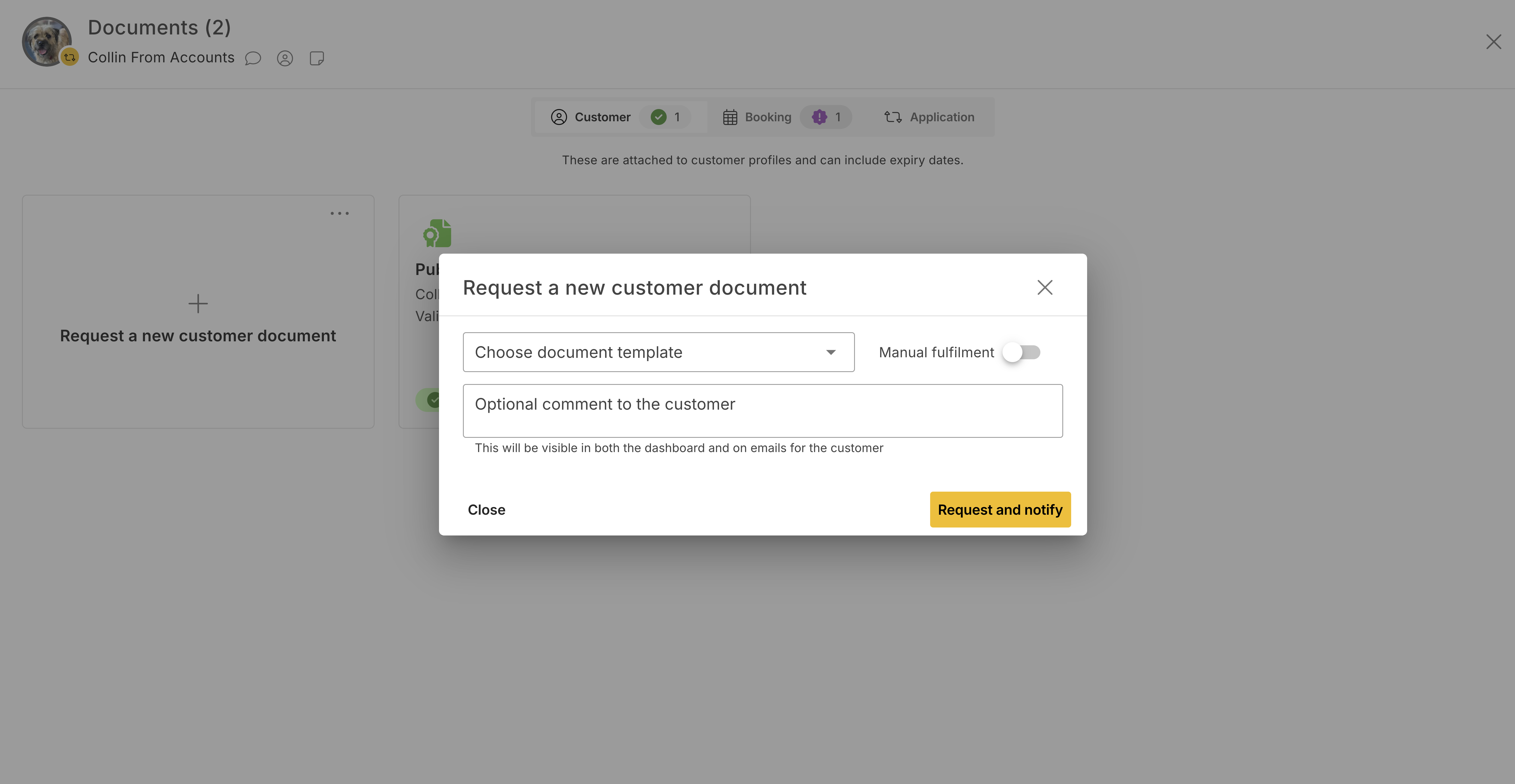 Requesting & Managing Documents for Bookings and Customers